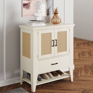 Rati Rattan Cabinet with Doors and Storage Drawer for Entryway ...