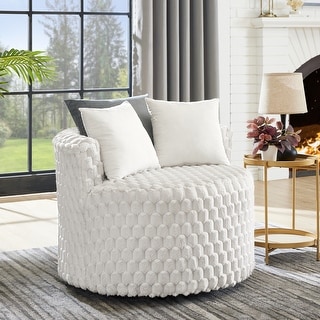 3D Upholstered Barrel Accent Chair with Wheels - Bed Bath & Beyond ...