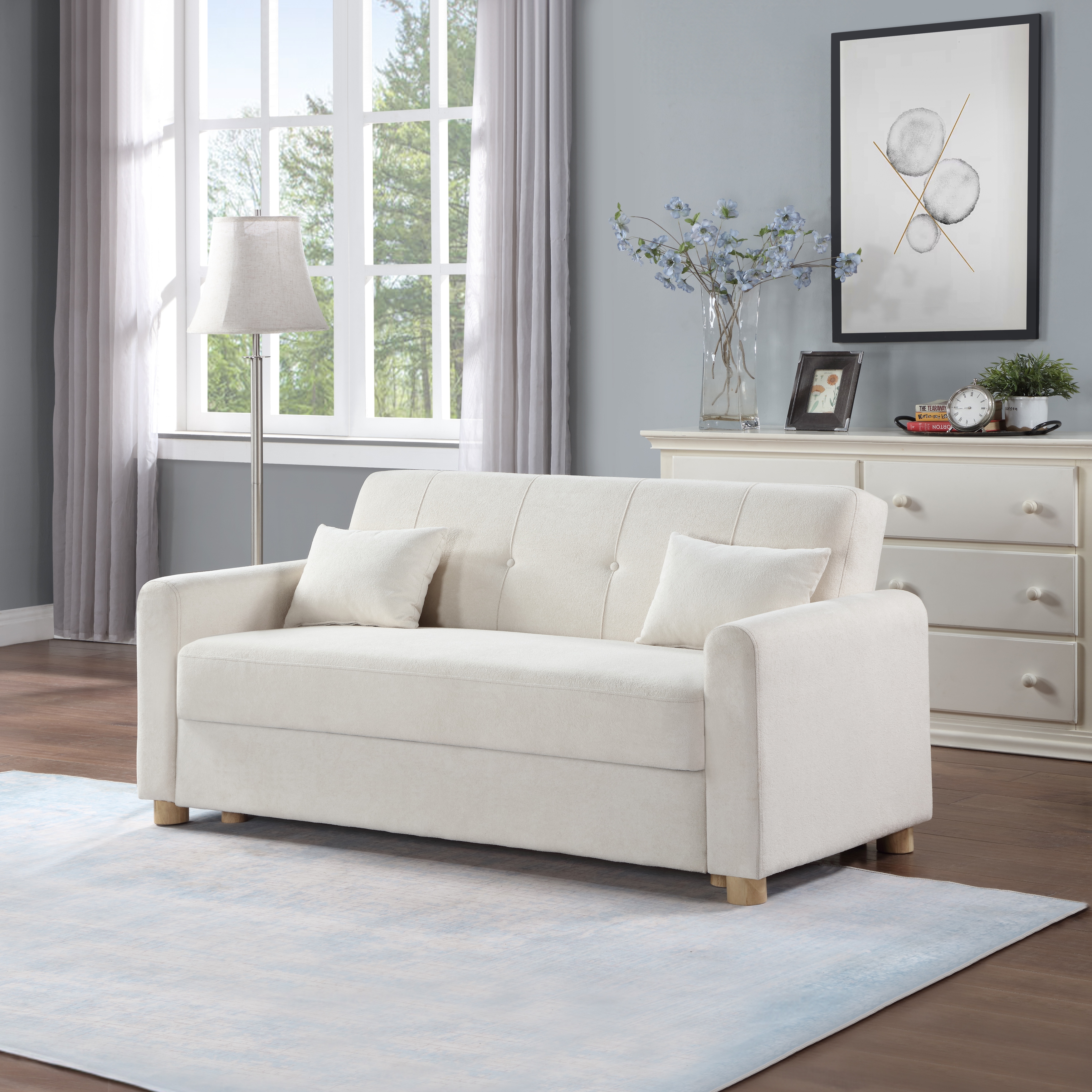 Convertible loveseat with storage store