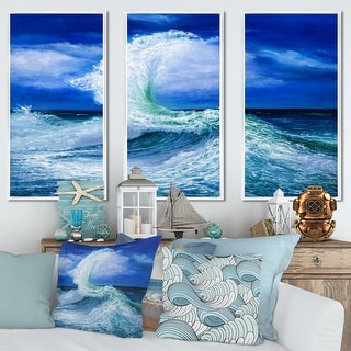 Designart "Waves Breaking During Wild Ocean Tide" Nautical & Coastal ...