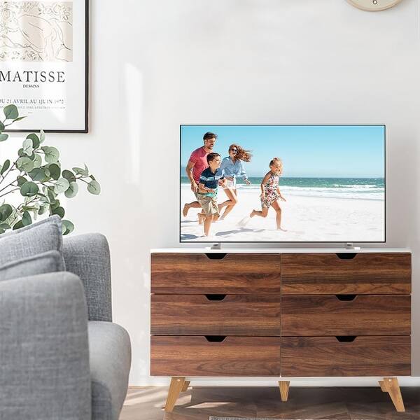 Bedroom Dresser, 6 Drawer, Wood Dresser with Wide Drawers, Storage ...