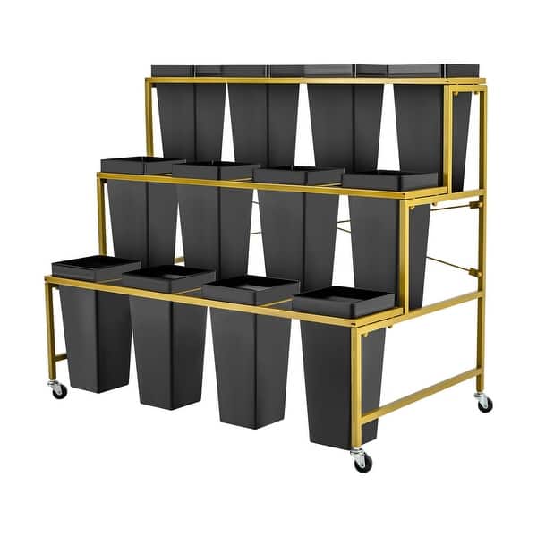 3 Tier Gold Flower Display Stand Rack With 12PCS Buckets - Bed Bath ...