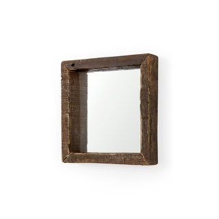 Gervaise Rustic Brown Solid Wood Frame Mirror - Bed Bath & Beyond ...