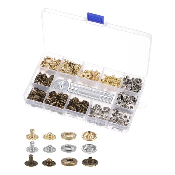 2 Boxes 90 Sets/Box Snap Fasteners Kit 12.5mm with 4 Setter Tools ...