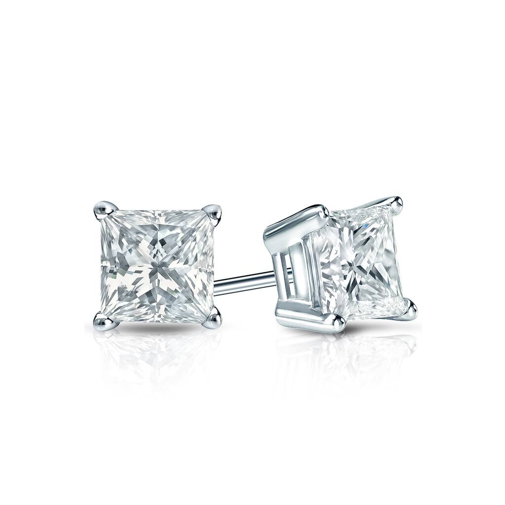 Vault Classics 0.50ct TW Natural Princess Diamond 4-Prong Studs ...