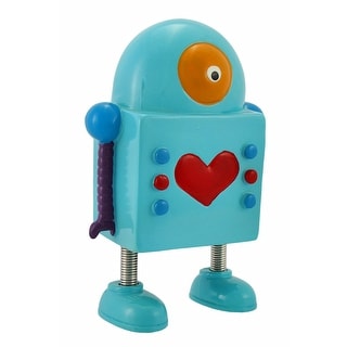 Whimsical Turquoise Robot Coin Bank with Springy Legs - 6.75 X 4.5 X 2. ...