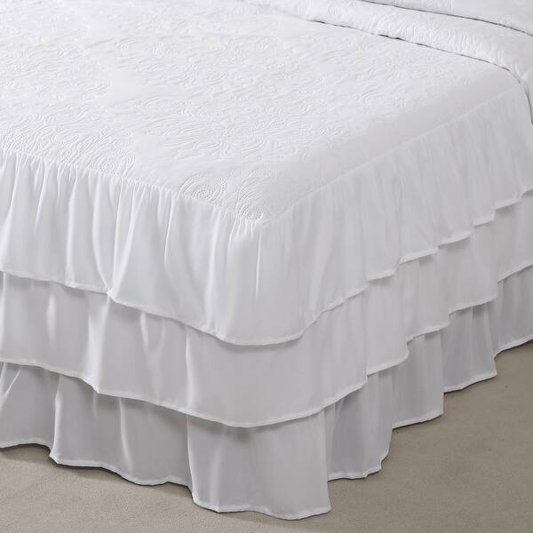 Triple Ruffle Medallion Damask Bedding Set - On Sale - Bed Bath ...