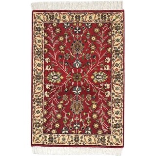 One of a Kind Hand-Knotted Persian 2' x 3' Oriental Wool Red Rug - 2' x ...