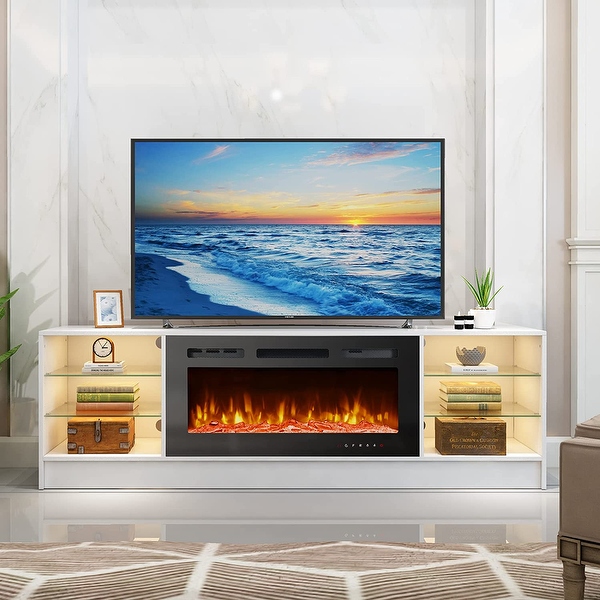 36 Electric Fireplace TV Stand Entertainment Center TV Console for TVs up to 80 Modern Fireplace Heater for Living Room On Sale Bed Bath Beyond 37372580