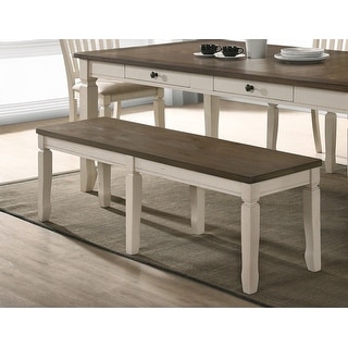 Best Master Furniture Oak Cream Wooden Seat Dining Bench - Bed Bath ...