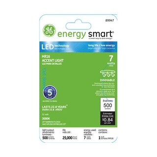 GE Lighting 45639 Energy Smart MR16 LED Dimmable Bulb, 3000k - Bed Bath ...