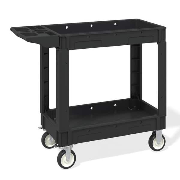 Heavy Duty Plastic Utility Cart 2 Tier Locking Rolling Cart - Bed Bath ...
