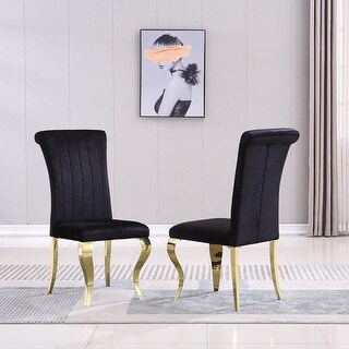 Modern Velvet Dining Chairs Set of 2 Comfy Parson Chairs w/ Stripe ...