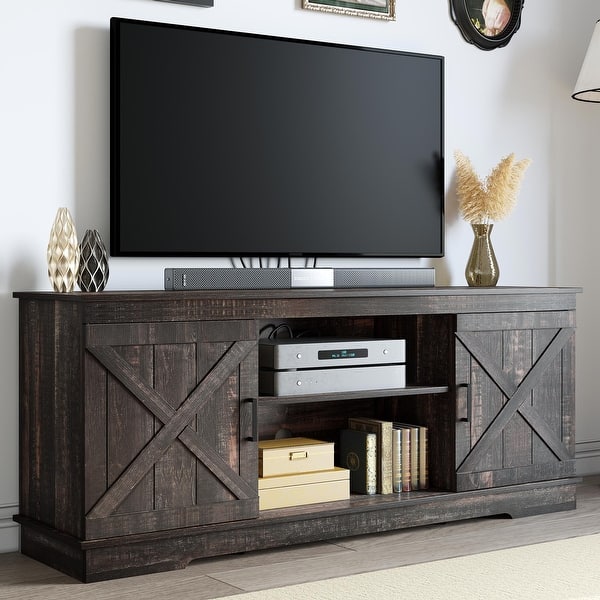 Farmhouse TV Stand for 65 Inch TV Media Console Entertainment Center ...