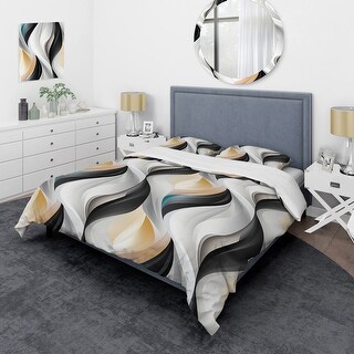 Designart "Monochrome Reflections III" Modern Bedding Cover Set With 2 ...