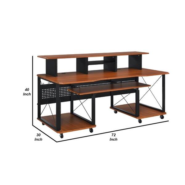 Mill 72 Inch Metal, Office and Writing Desk, Storage, Keyboard Tray ...
