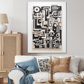 Designart "Urban Vision Abstract Black And White" Modern Geometric ...