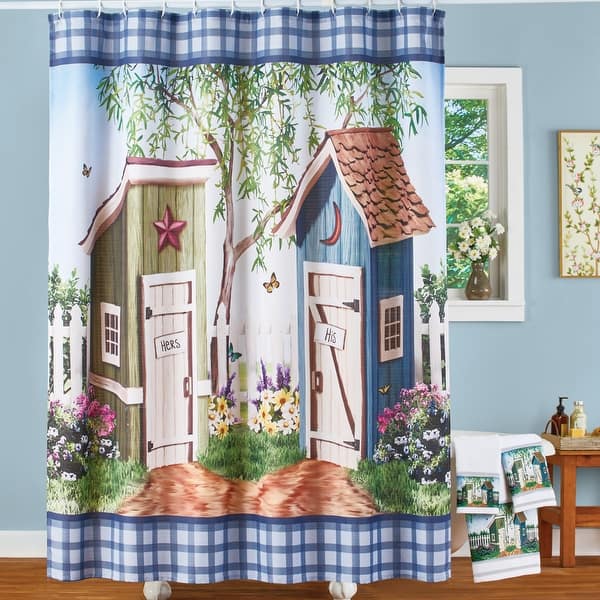 His & Hers Garden Outhouse Scene Bathroom Shower Curtain - Bed Bath ...