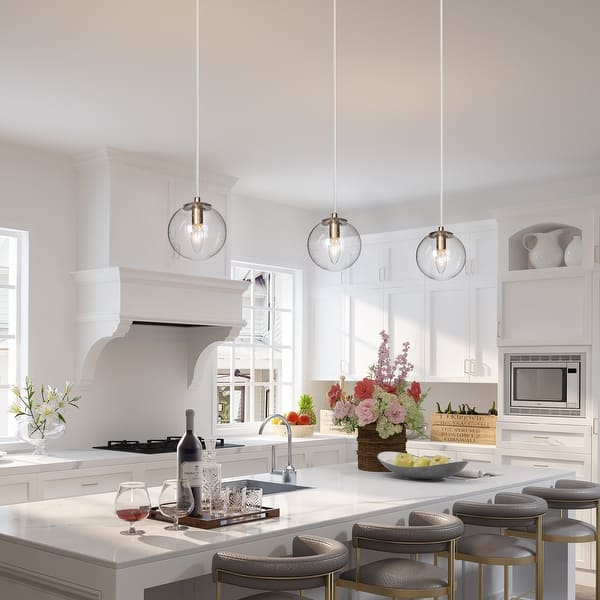 Koini Modern Contemporary Mini Pendant Dimmable LED Globe Glass Kitchen Island Light - 5.5 ...