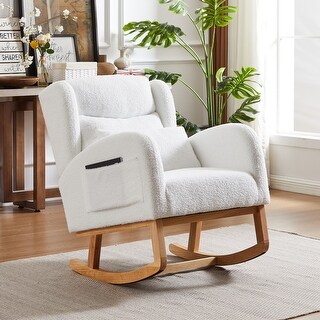 Rocking Glider Chair Wingback Accent Rocker Chair Upholstered Tall Back ...