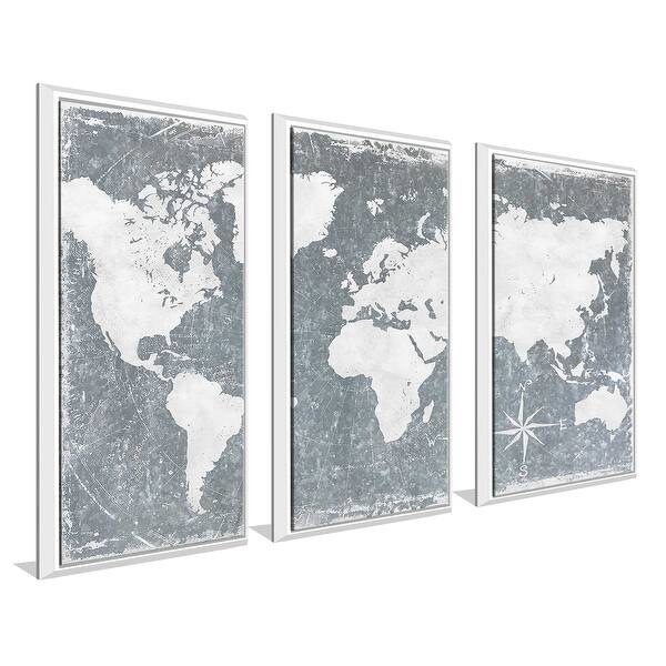 "Galvanized Map" by CAD Designs Print on Floating Canvas Set of 3 - Bed ...