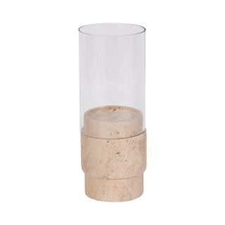 Sagebrook Home Travertine Beige Cylinder Hurricane Holder - Bed Bath ...