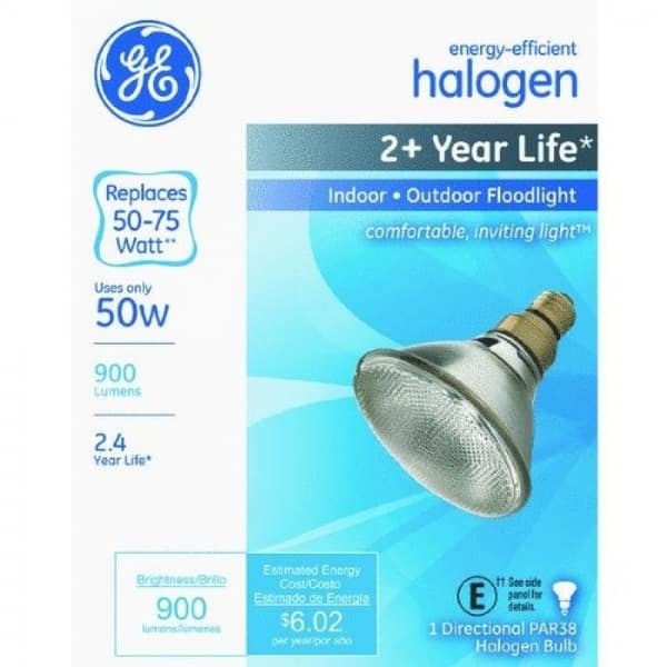 GE Lighting 62714 Energy-Efficient PAR38 Halogen Floodlight Bulb, 900 ...
