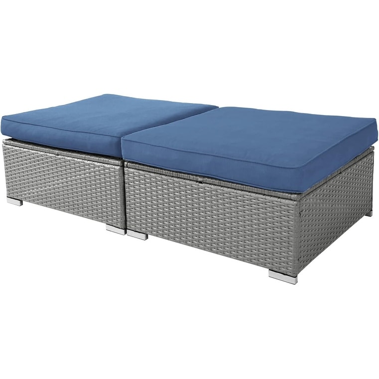 Grey wicker ottoman outdoor store