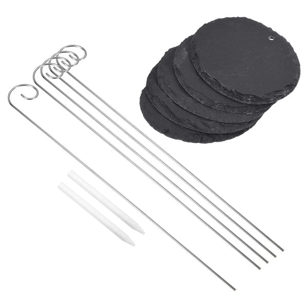 Plant Labels with Stainless Steel Hanging Rod Pen Slate Marker Tags ...