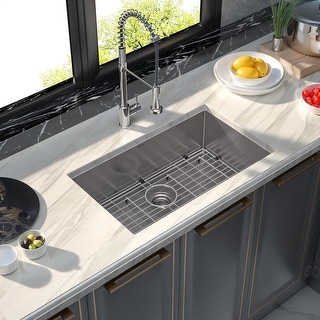 30 X 18 Inch Single Bowl Undermount Kitchen Sink, 16 Gauge Stainless ...