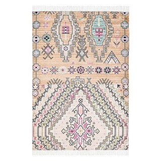 Zelda Cream Multi-Color Abstract Tribal Indoor Outdoor Rug - 7'6" x 5'3 ...