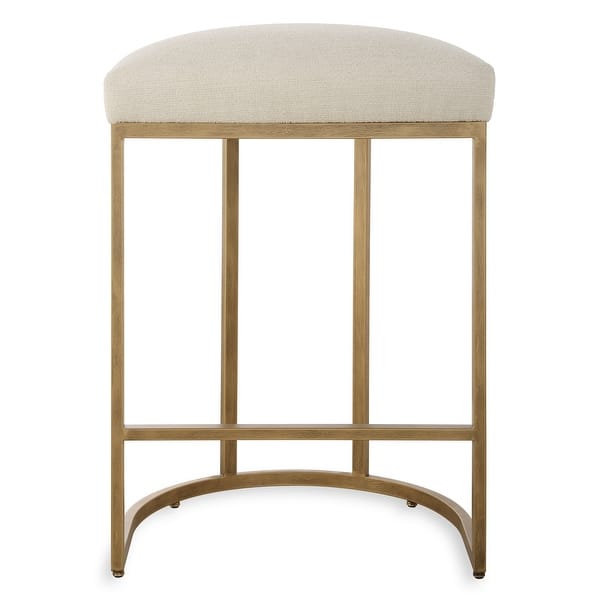 Gold Half-moon Metal Base and Cream Cushion Counter Stool - Bed Bath ...