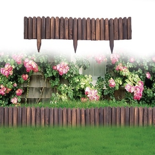 2-Pack Garden Wooden Fence, Wood Landscape Edging Border - Bed Bath ...