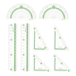 8pcs Ruler Set 15cm Straight Ruler Protractor Triangle with Wavy Line ...