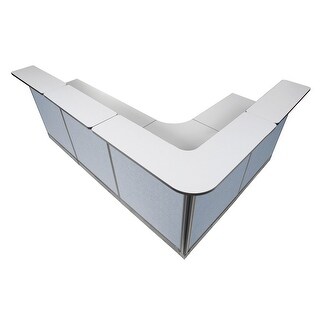 116"W x 80"D x 46"H L-Shaped Reception Station With Raceway, Gray ...