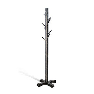 Rena Coat, Hat Rack Stand, 8 Wood Stems, 72 Inch Rustic Black Mahogany ...