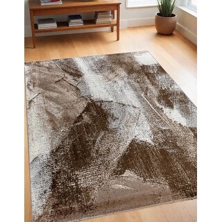 HomeRoots 4' X 6' Brown Abstract Area Rug - 67' X '47' X '0.3 - Bed ...