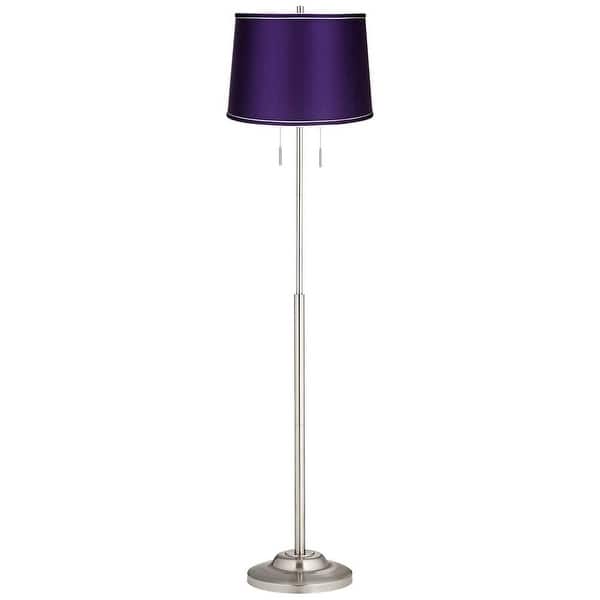 Modern Floor Lamp 66" Tall Brushed Nickel Satin Purple Drum Shade - 16 ...