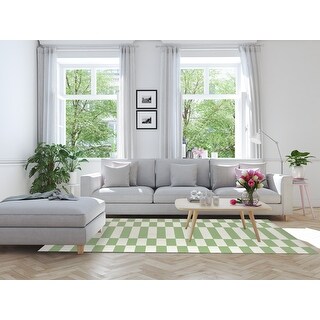 HORIZONTAL CHECKS GREEN Area Rug By Becky Bailey - Bed Bath & Beyond ...