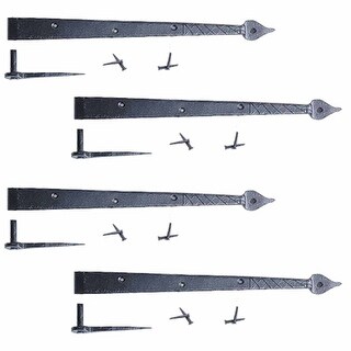 Black Spear Tip Strap Pintle Hinge 16 In. long Diamond Etch Style ...