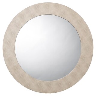 Alden Décor Cleo Shagreen Round Mirror, Ivory - On Sale - Bed Bath ...