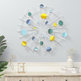 Multi-Color Discs & White Web Metal Abstract Wall Decor - Bed Bath ...