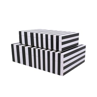 Striped Lidded Storage Boxes - 10" - Black and White - Set of 2 - Bed ...