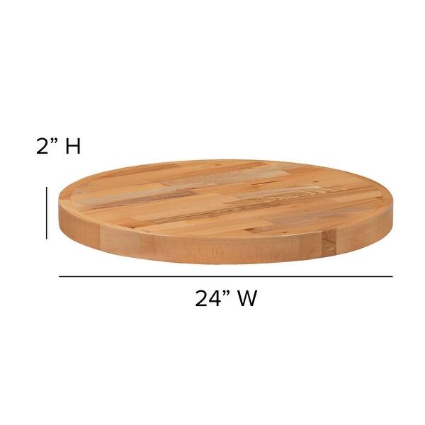 24" Wood Brown Contemporary Rustic Round Butcher Block Style Table Top ...