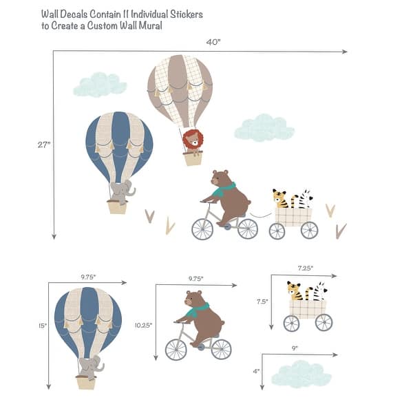 Bedtime Originals Up Up & Away Hot Air Ballon Animals Wall Decals - Bed ...