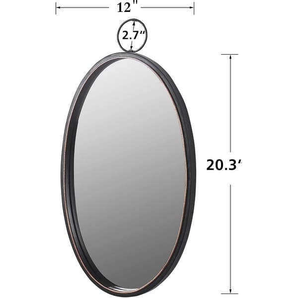 Black 12 Inch Mirrors Brushed Metal Frame Oval Wall Mirror for Wall ...