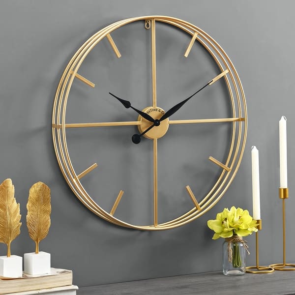 FirsTime & Co. Gold Teagan Modern Round Wall Clock, Metal Frame, Open ...