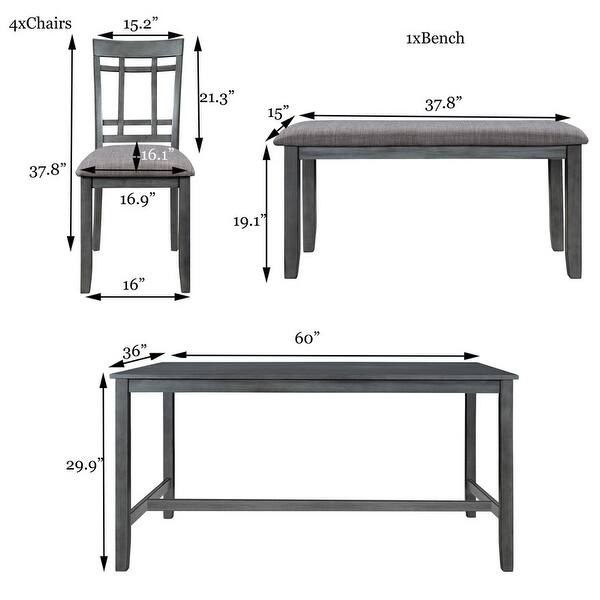 Farmhouse Rustic Style 6 Piece Wooden Dining Table Set Kitchen Table Set With 4 Chairs And