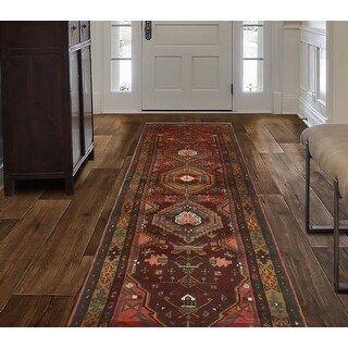 Noori Rug Fine Vintage Distressed Colin Burgundy/Orange Runner - 3'5" x ...