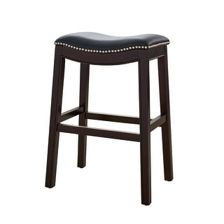 Julian 26" Counter Height Espresso Bar Stool with Black Faux Leather ...
